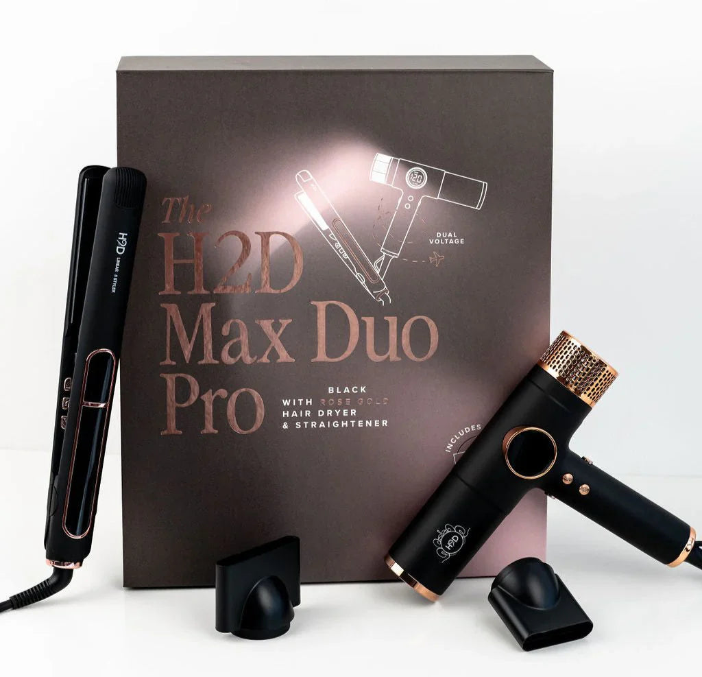 H2D Max Duo Pro Matte Black and Rose Gold Hair Straightener and Dryer ...
